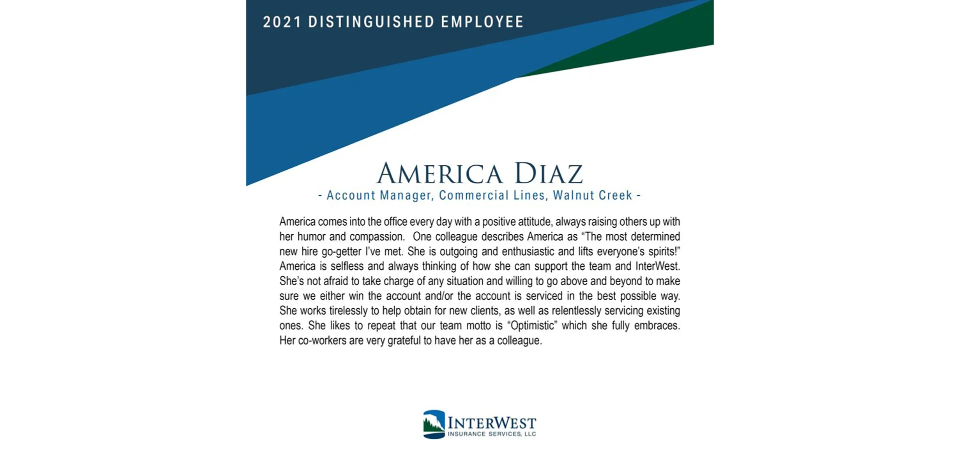 Distinguished Employee Spotlight – America Diaz